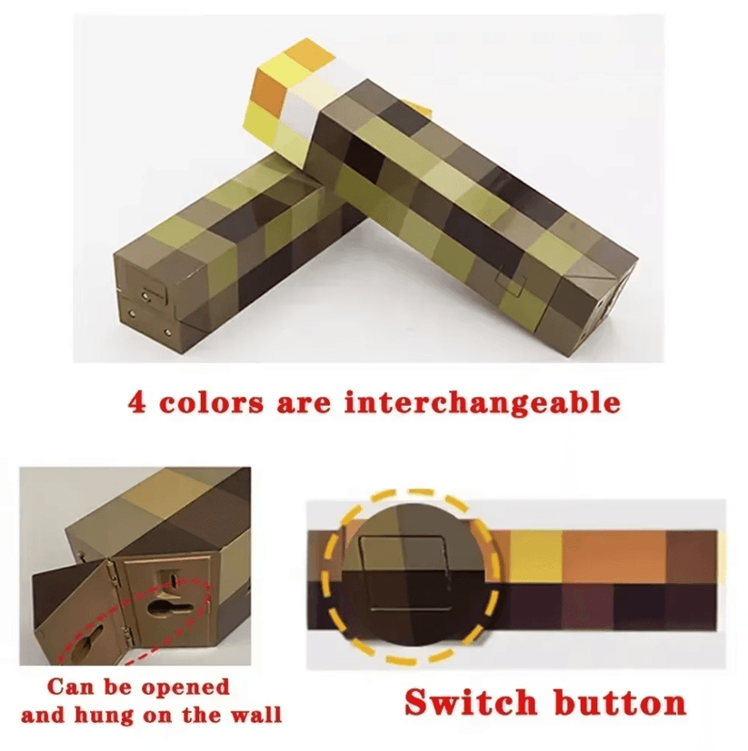 Minecraft Torch Lamp l Real-Life Minecraft Decor l LED Minecraft Light ...