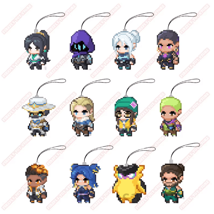 Pixel Valorant Agent Keychain Charms | Cute 8-Bit Style Collectibles ...